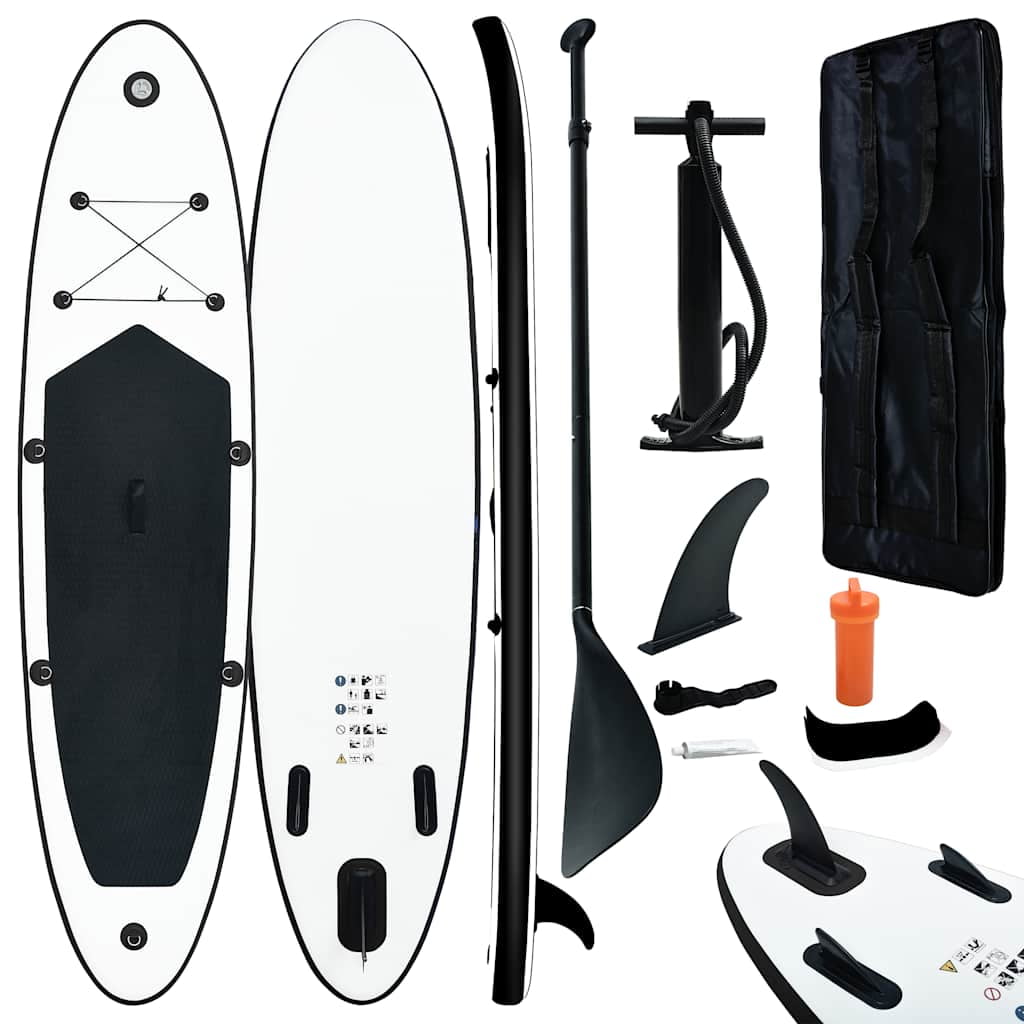 vidaXL Inflatable Stand Up Paddleboard Set Black and White - Walmart.com