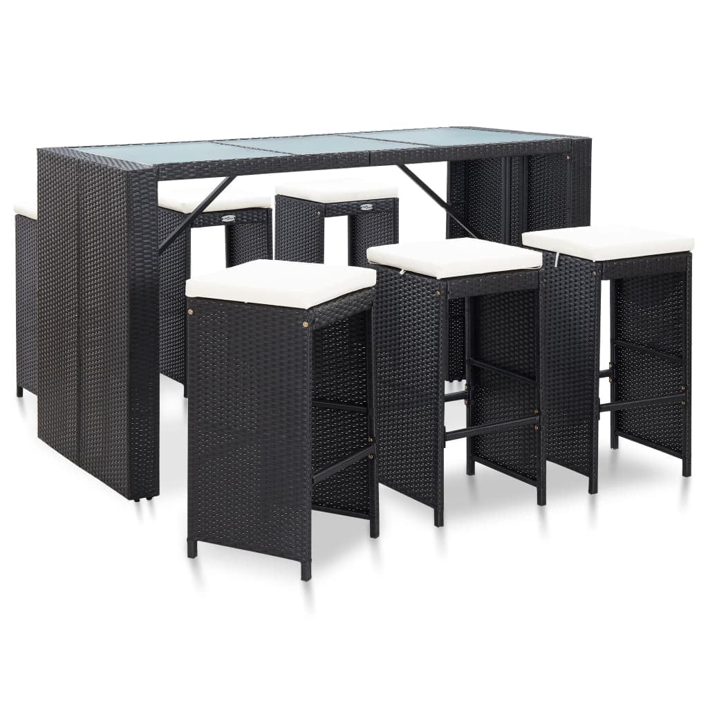 vidaXL Patio Bar Set Pub Table and Chairs Outdoor Garden 7 Piece Poly ...