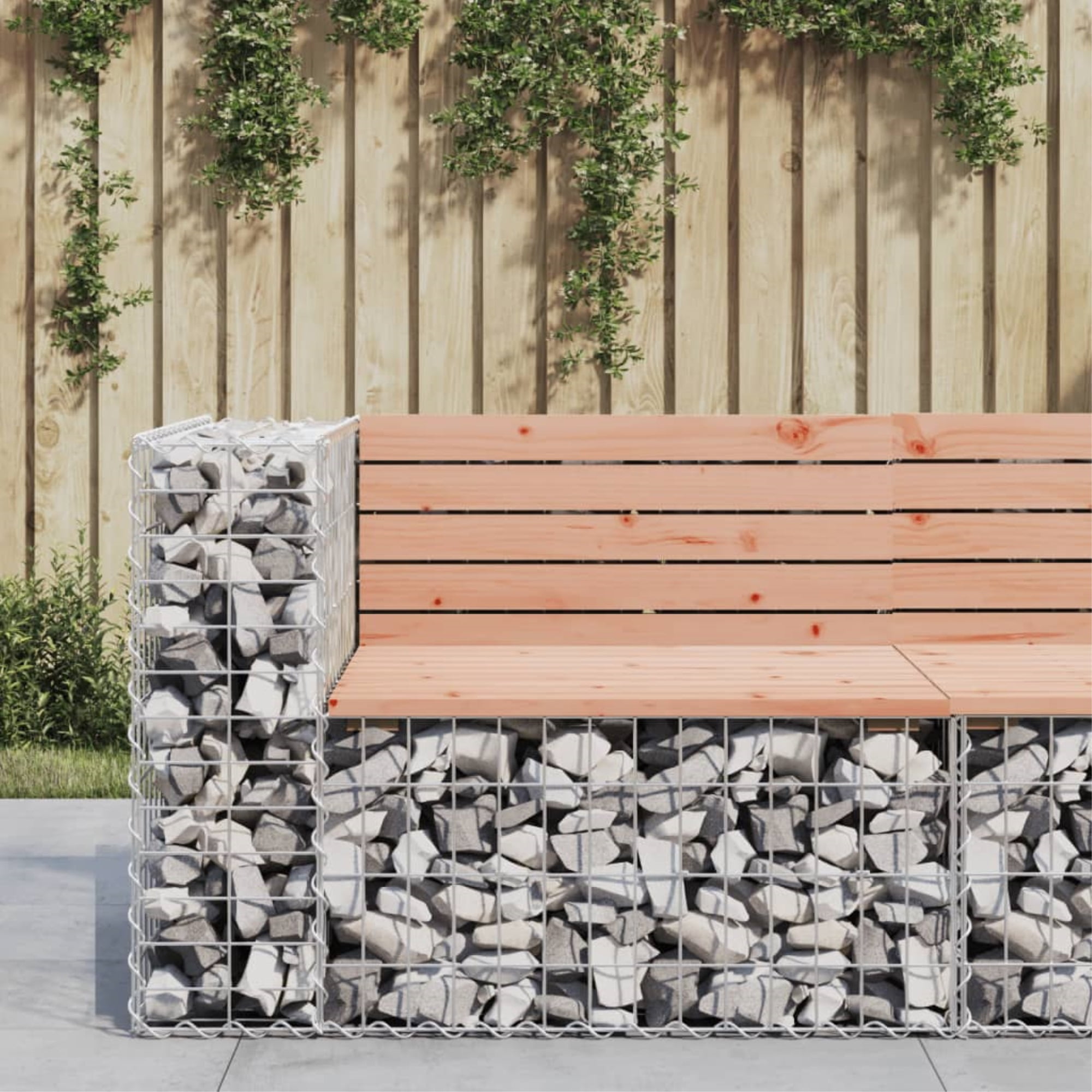 vidaXL Patio Bench Gabion Design 36.2"x28"x25.8" Solid Wood Douglas ...