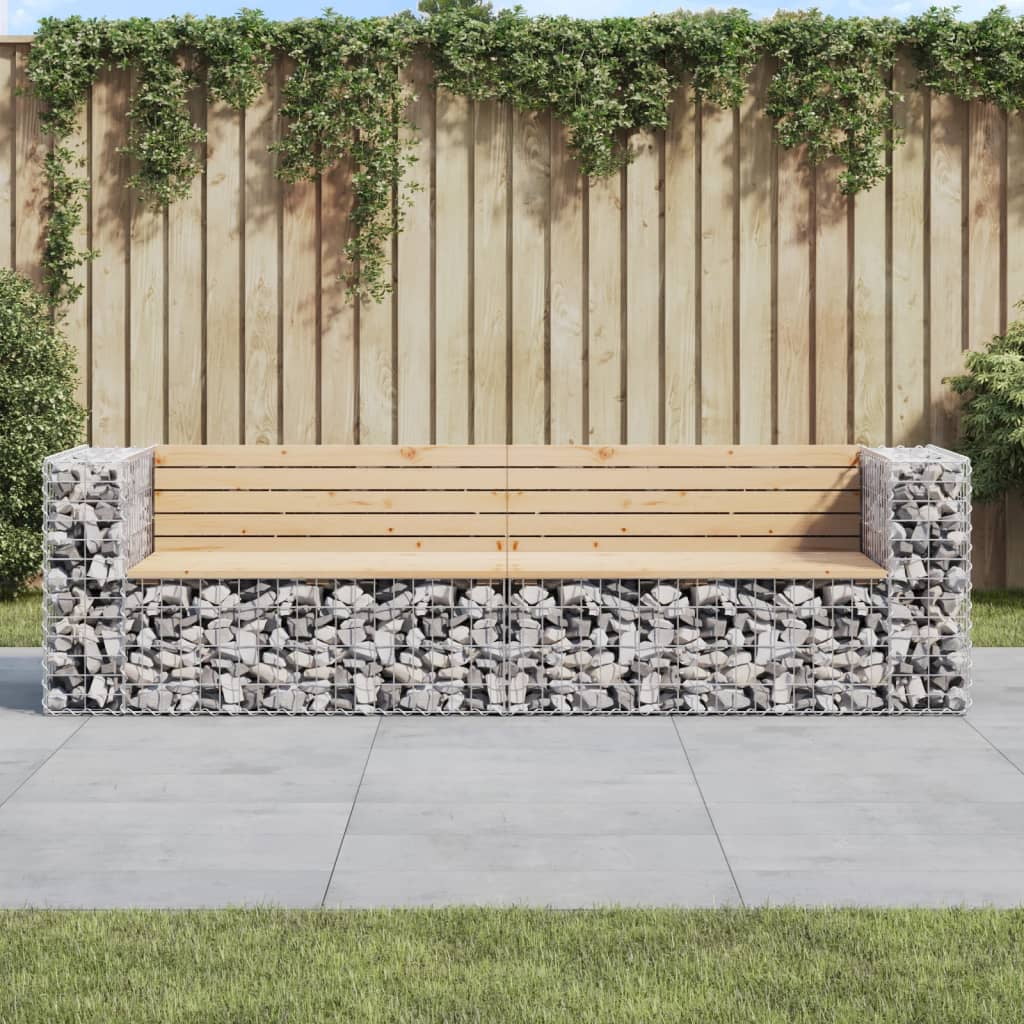 vidaXL Patio Bench Gabion Design Garden Outdoor Seating Loveseat Solid ...