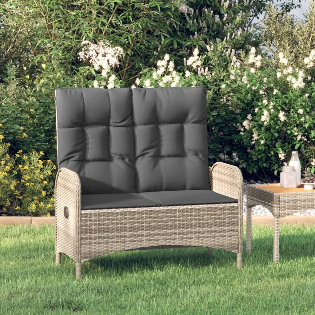 vidaXL Patio Bench Outdoor Reclining Dining Bench with Cushions Poly ...