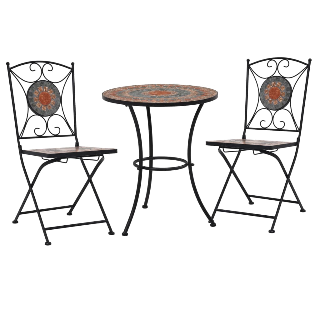 vidaXL Patio Bistro Set 3 Piece Patio Round Table Set Ceramic Tile ...