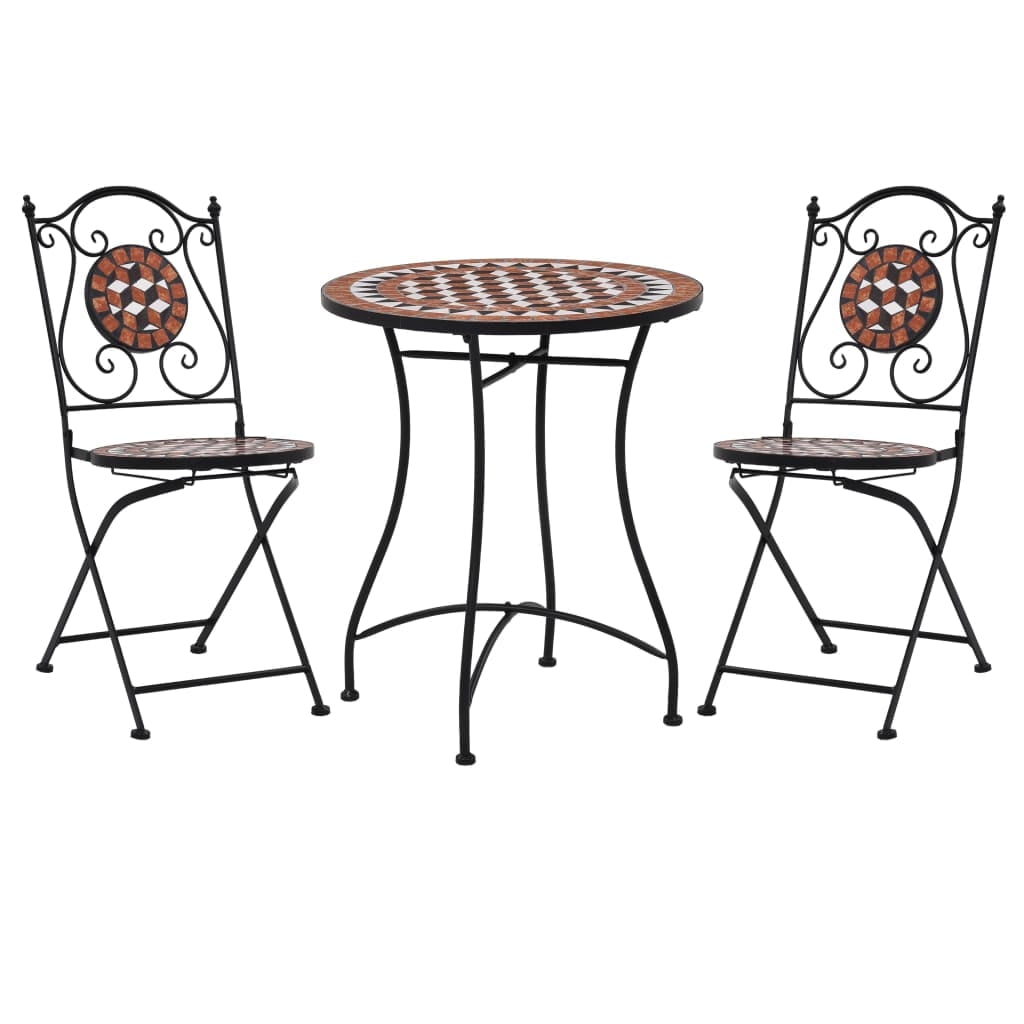 vidaXL Patio Bistro Set 3 Piece Patio Round Table Set Ceramic Tile ...