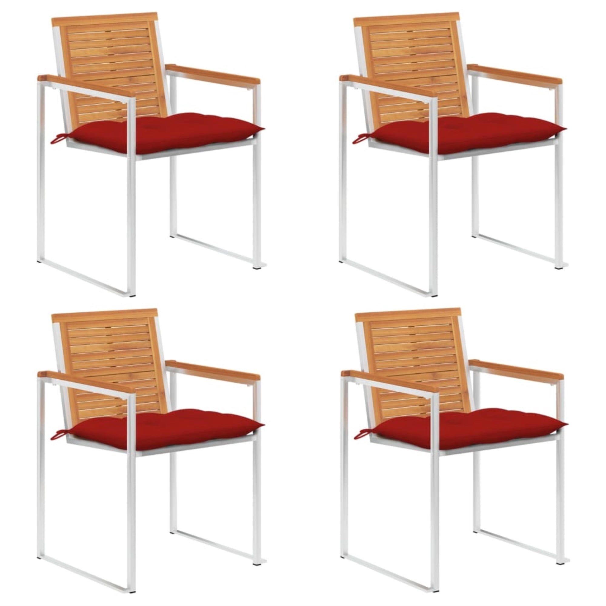 vidaXL Patio Chair Wooden Outdoor Chair Seat with Cushions Solid Wood ...