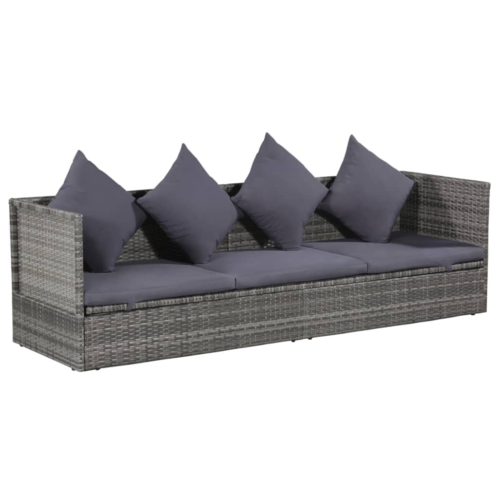 vidaXL Patio Couch Outdoor Sunlounger with Cushion Backyard Sunbed Poly ...