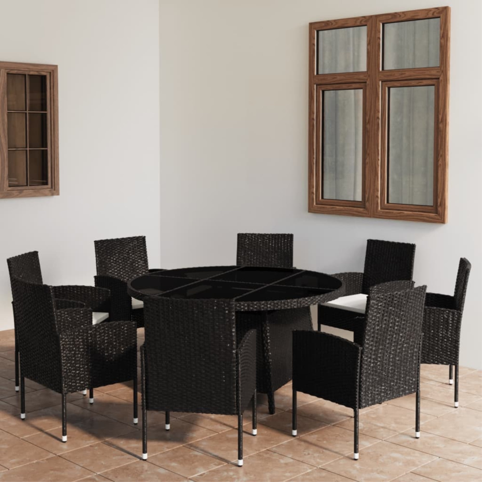 vidaXL Patio Dining Set 9 Piece Poly Rattan Outdoor Furniture Multi ...