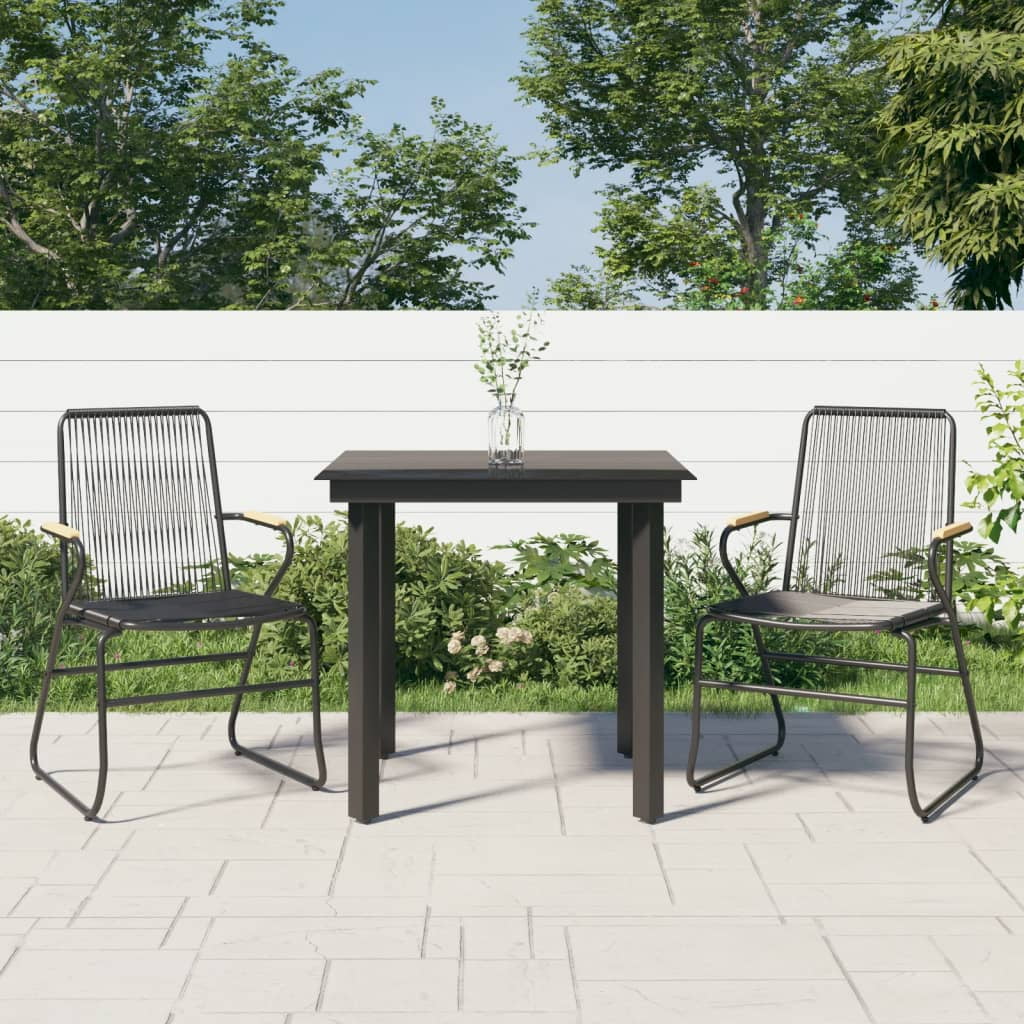 vidaXL Patio Dining Set Conversation Set with Coffee Table Black PVC ...
