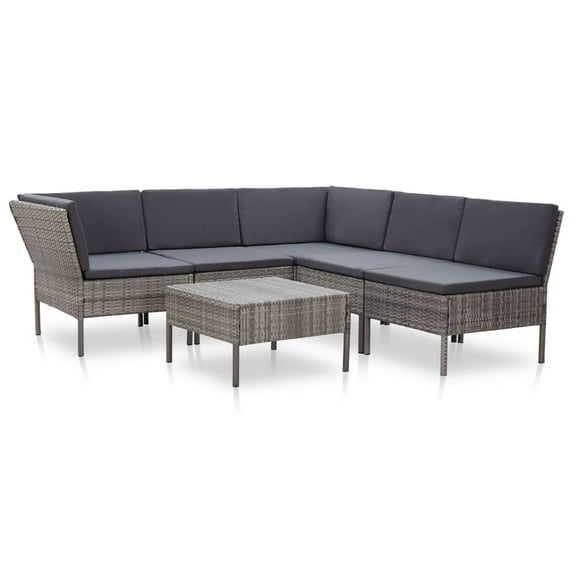 vidaXL Patio Furniture Set 6 Piece Sectional Sofa with Coffee Table ...
