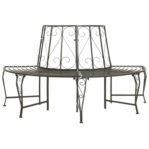 vidaXL Large Outdoor Patio Half Round Tree Bench 63" Steel for Outside ...