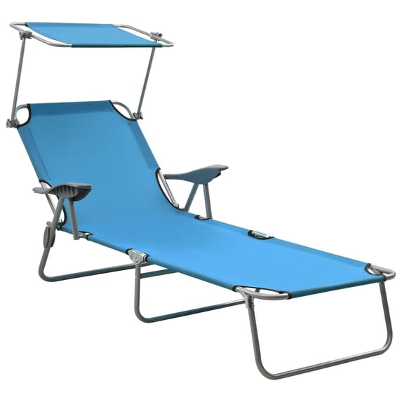 vidaXL Patio Lounge Chair, Folding Sunlounger with Adjustable Canopy ...
