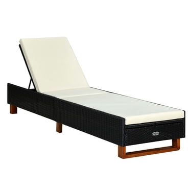 vidaXL Patio Lounge Chair with Cushion Outdoor Folding Sunlounger Poly ...