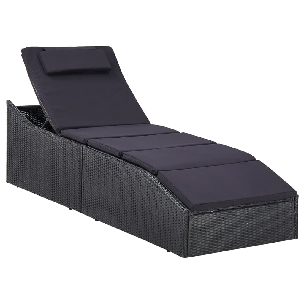vidaXL Patio Lounge Chair with Cushion Outdoor Folding Sunlounger Poly ...