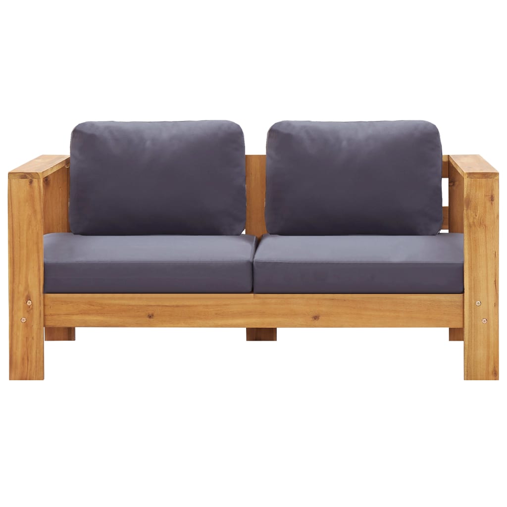 vidaXL Patio Sofa Bench with Cushions 55.1" Solid Acacia Wood Gray ...