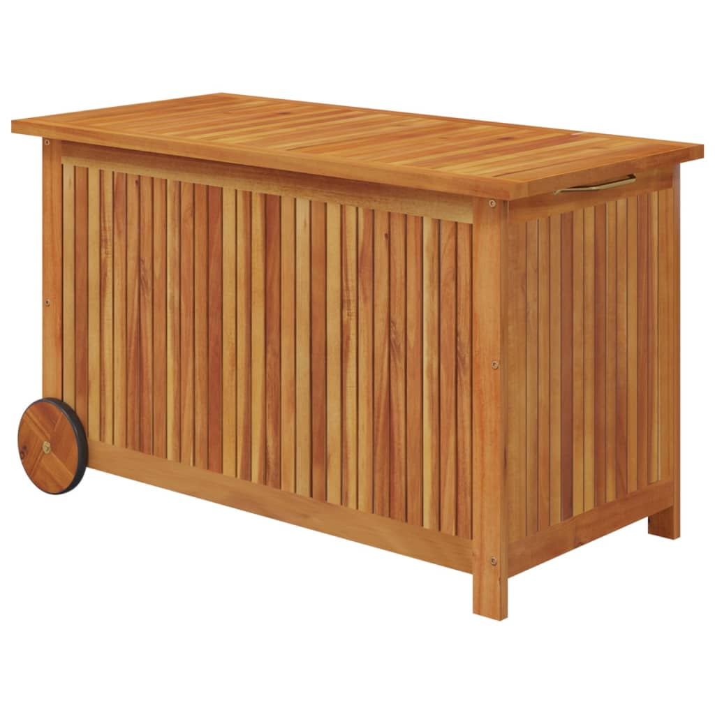 vidaXL Patio Storage Box Outdoor Cushion Box with Wheels Solid Wood ...