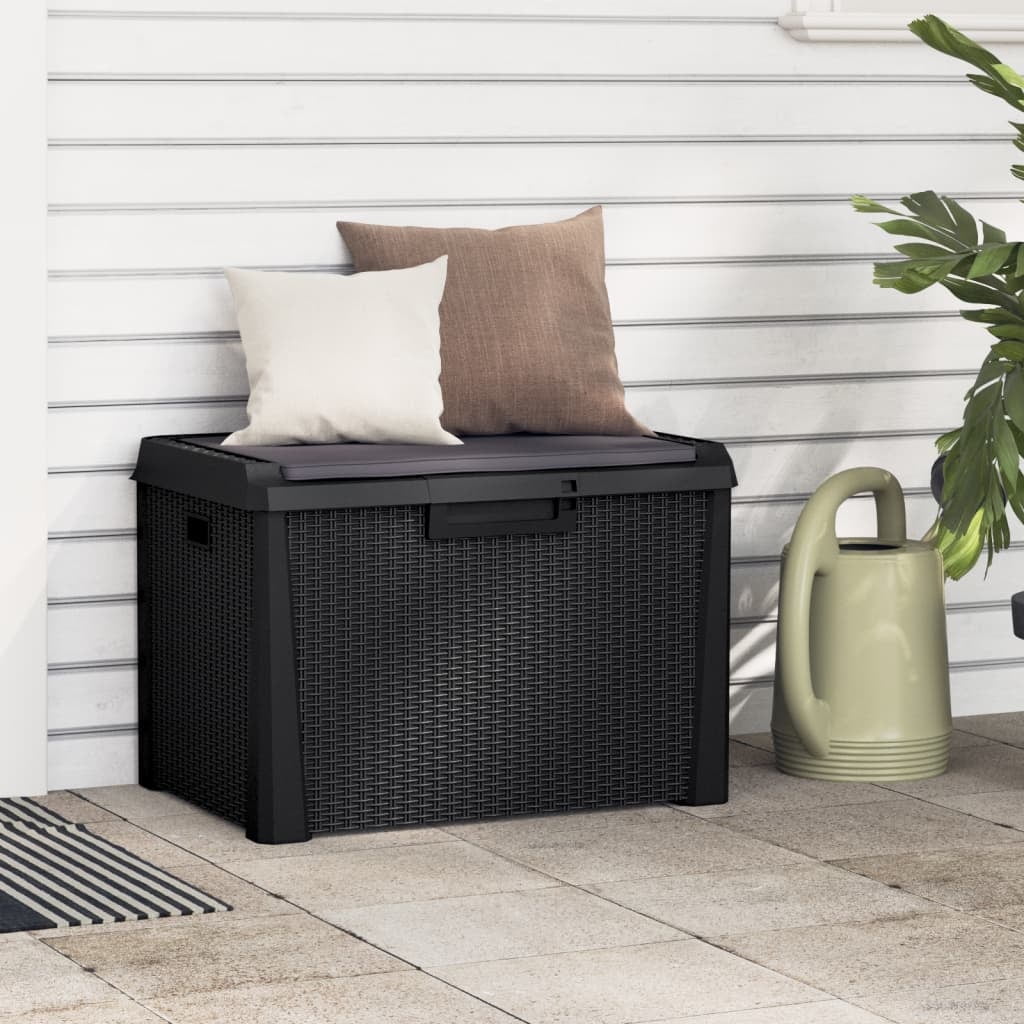 vidaXL Patio Storage Box with Seat Cushion Anthracite 33 gal PP ...