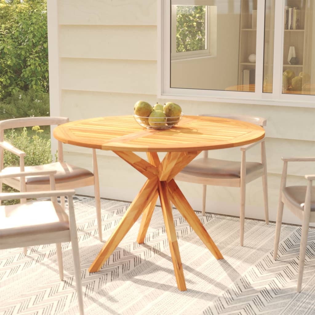 vidaXL Solid Acacia Wood Patio Table, Stable Cross Legs, 43.3"x29.5 ...