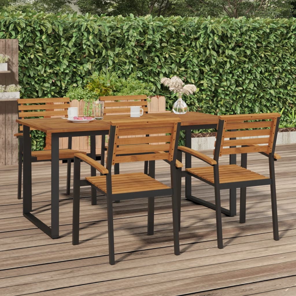 vidaXL Patio Table Dining Table with U-shaped Legs for Porch Solid Wood ...