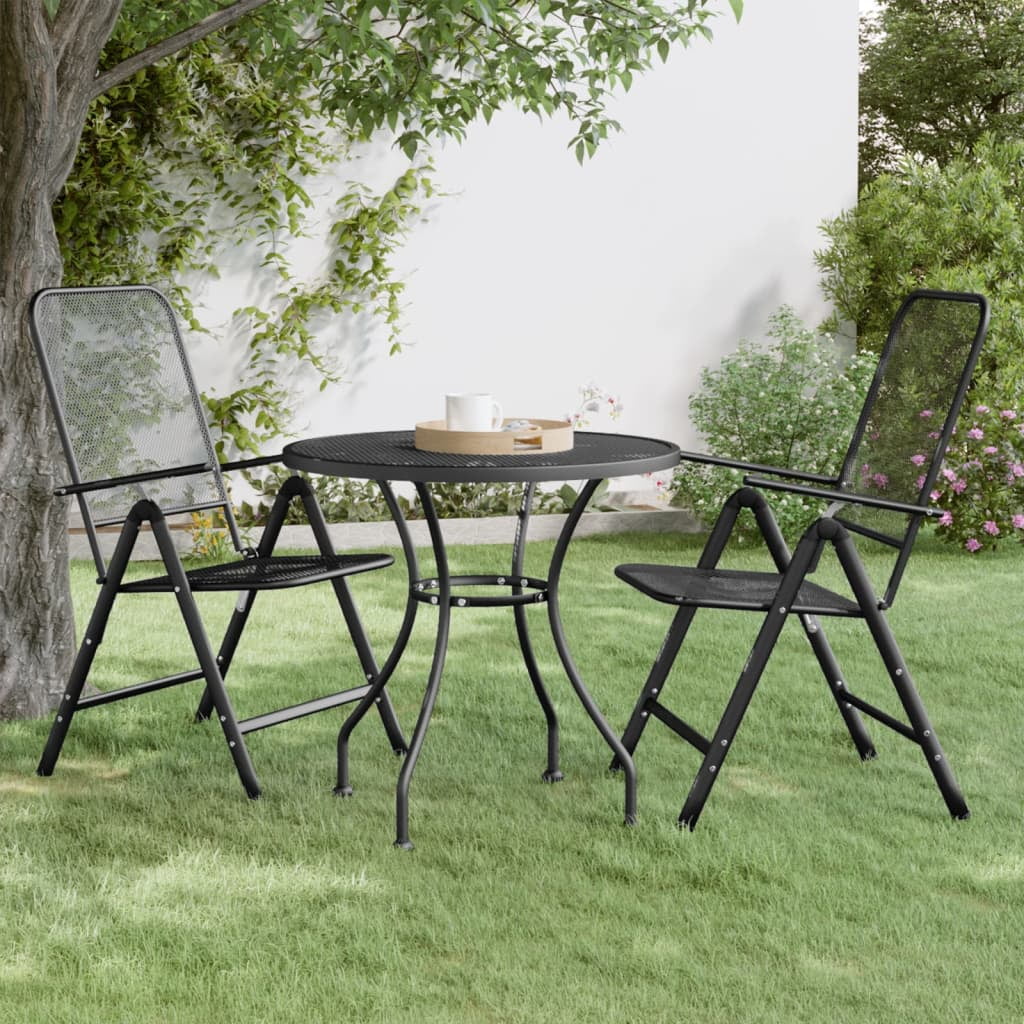 vidaXL Patio Table Expanded Metal Mesh Anthracite 23.6"x28.3"/ 31.5"x28 ...
