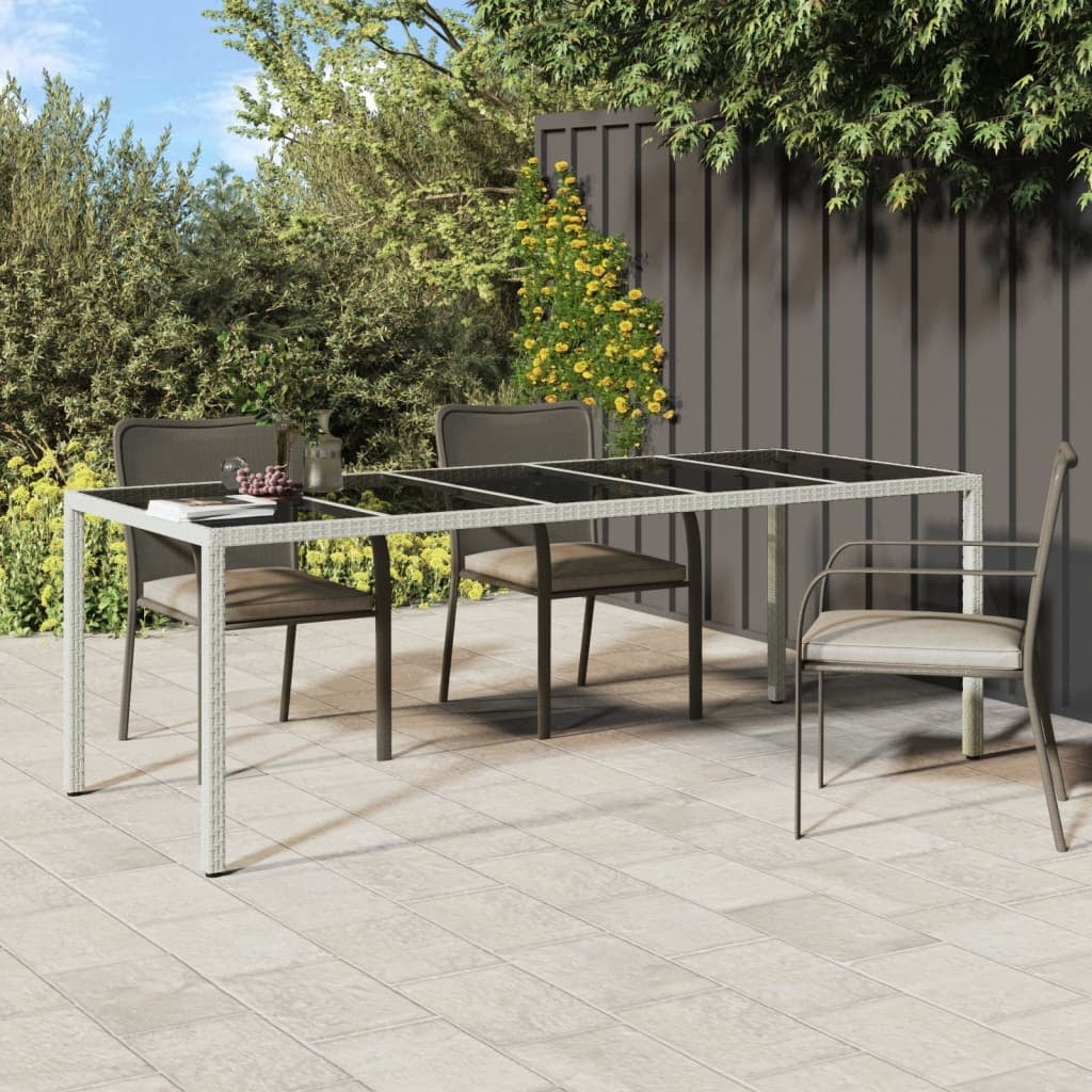 vidaXL Patio Table Outdoor Garden Dinner Table Tempered Glass and Poly ...