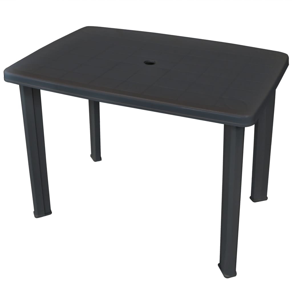 vidaXL Weather-Resistant Plastic Patio Dining Table with Umbrella Hole ...