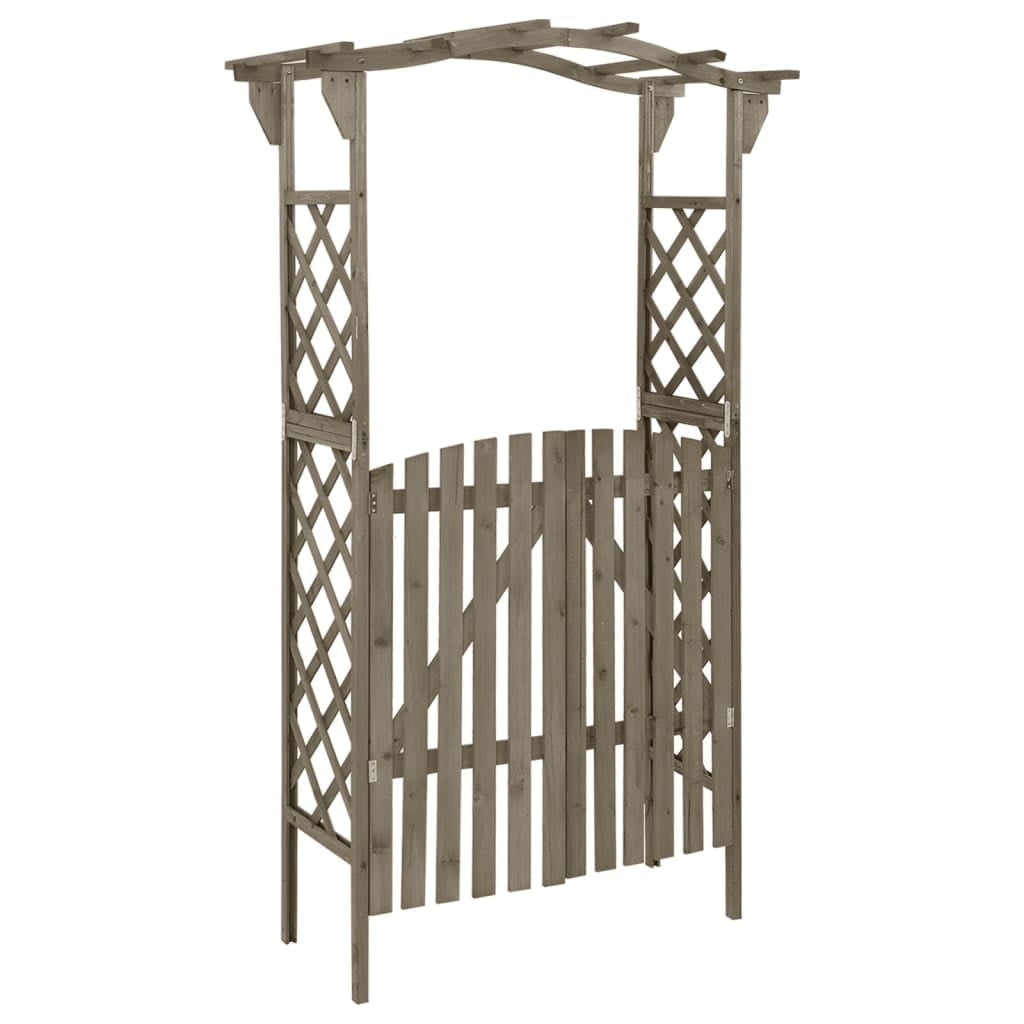 vidaXL Wooden Pergola with Gate, Solid Fir & Pine Wood, Outdoor Garden ...