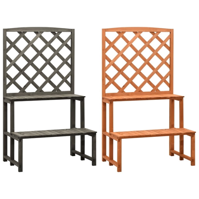 vidaXL Plant Rack Plant Stand with Trellis Flower Pot Stand Orange ...