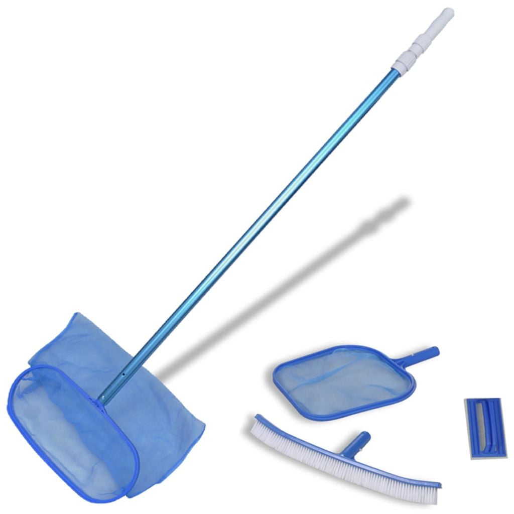 vidaXL Pool Cleaning Set Brush 2 Leaf Skimmers 1 Telescopic Pole ...