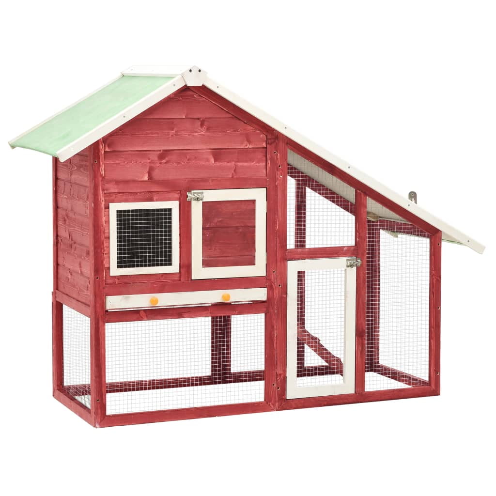 vidaXL Rabbit Hutch 2-Tier Bunny Cage with Pull Out Tray House Solid ...