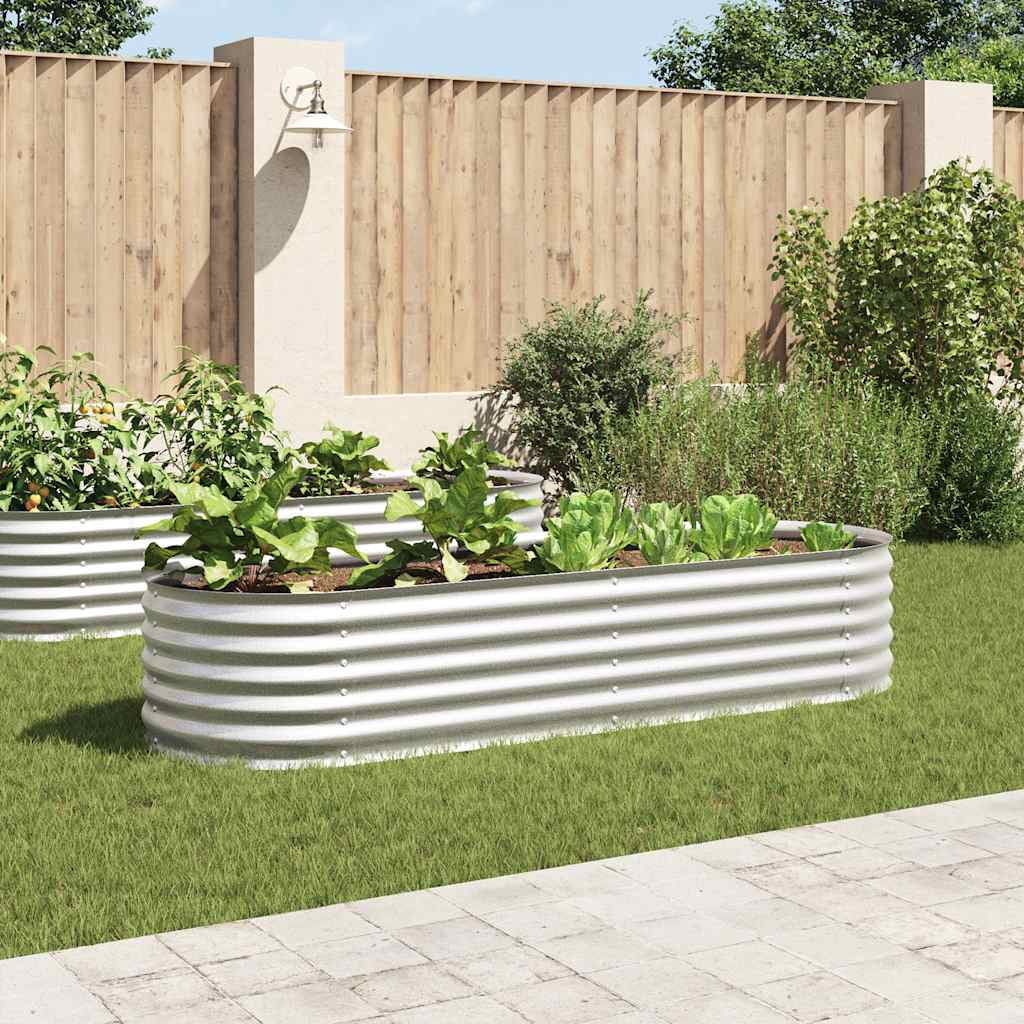 vidaXL Raised Garden Bed Raised Flower Bed Raised Garden Box Galvanized ...