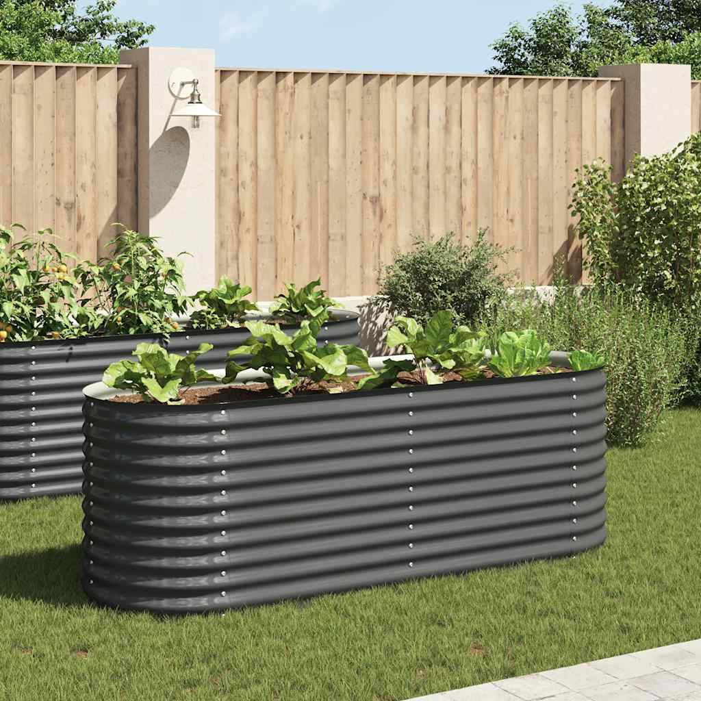 vidaXL Raised Garden Bed Raised Flower Bed Raised Garden Box Galvanized ...