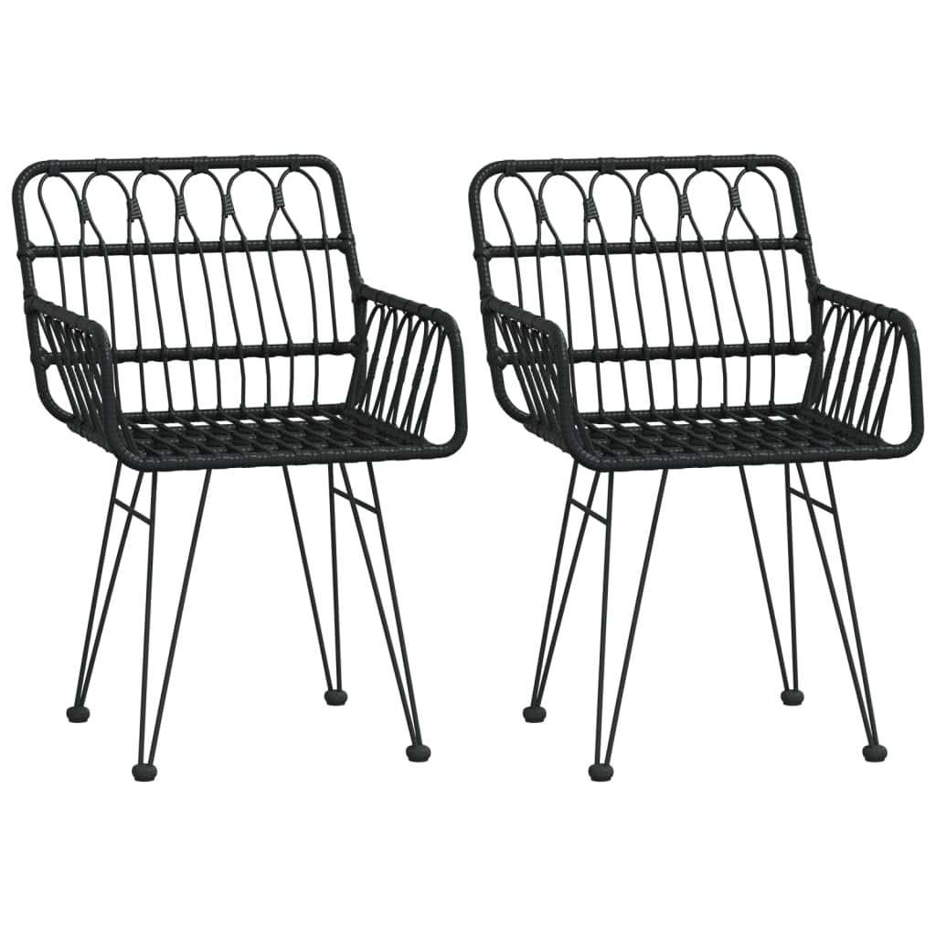 Vidaxl Rattan Dining Chairs 2 Pcs Patio Wicker Chair With Armrest Pe Rattan
