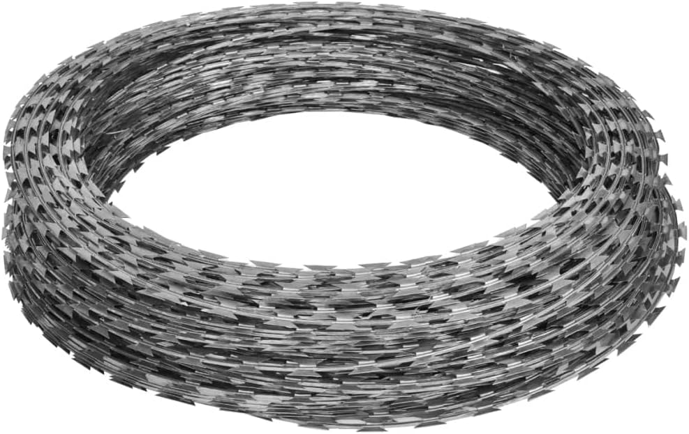 vidaXL Razor Wire - Galvanized Steel Helical Fence Coil, 328' Total ...