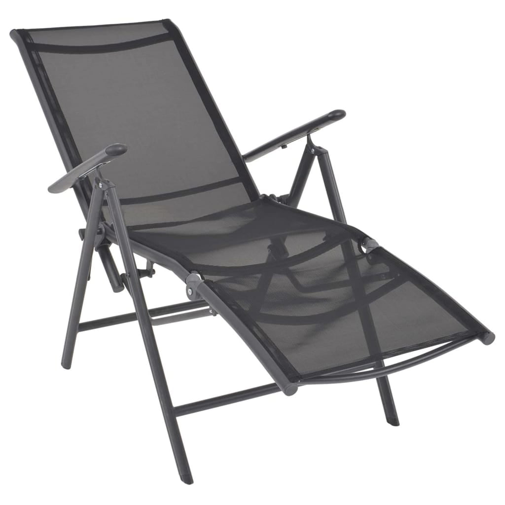 vidaXL Reclining Deck Chair Aluminum and Textilene Black - Walmart.com