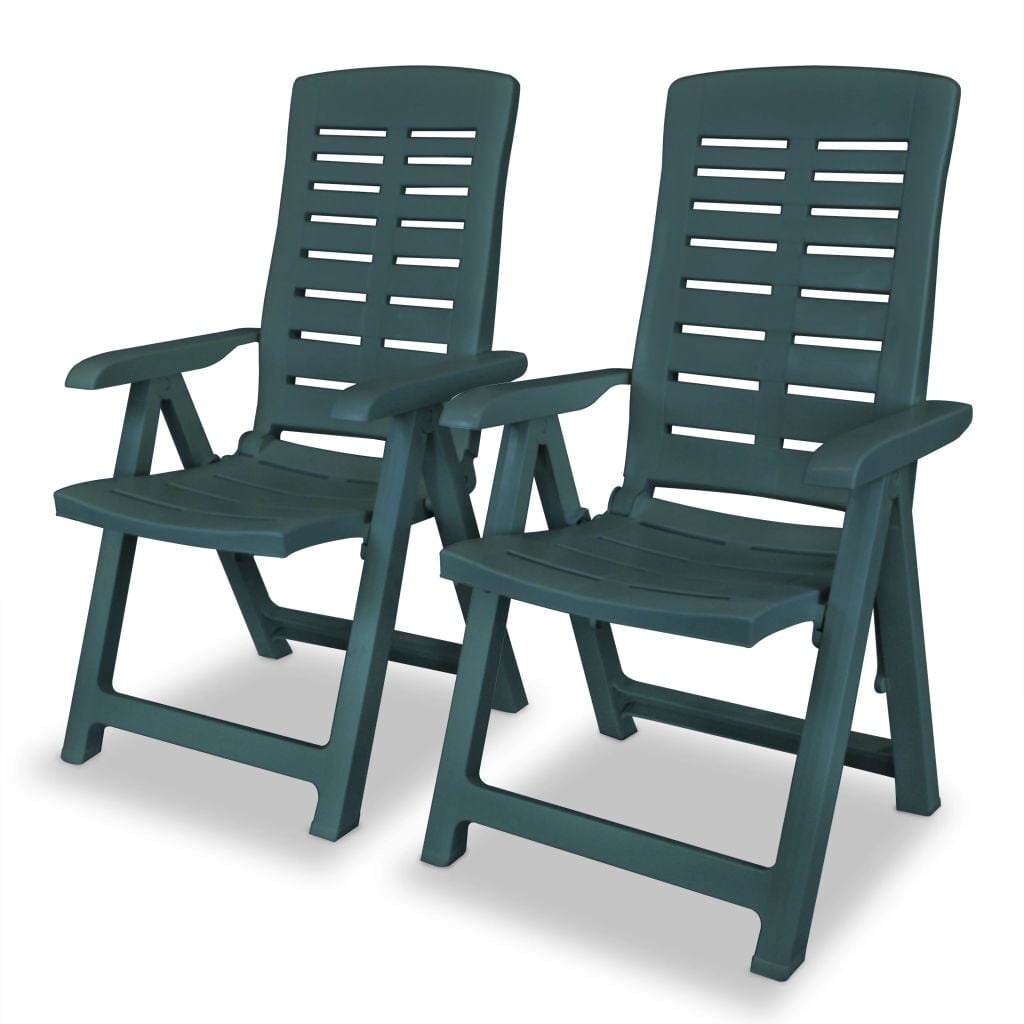 vidaXL Weather-Resistant Reclining Garden Chairs, Plastic, Green ...