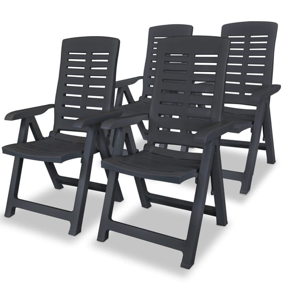 vidaXL Reclining Patio Chairs Outdoor Stack Dining Chair with Armrest ...