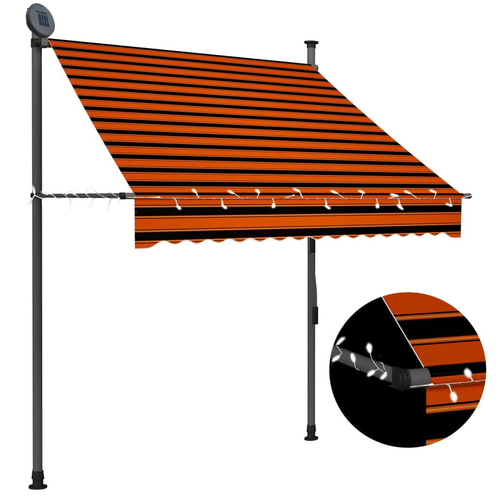 vidaXL Retractable Awning with Hand Crank and LEDs Sunshade Patio ...