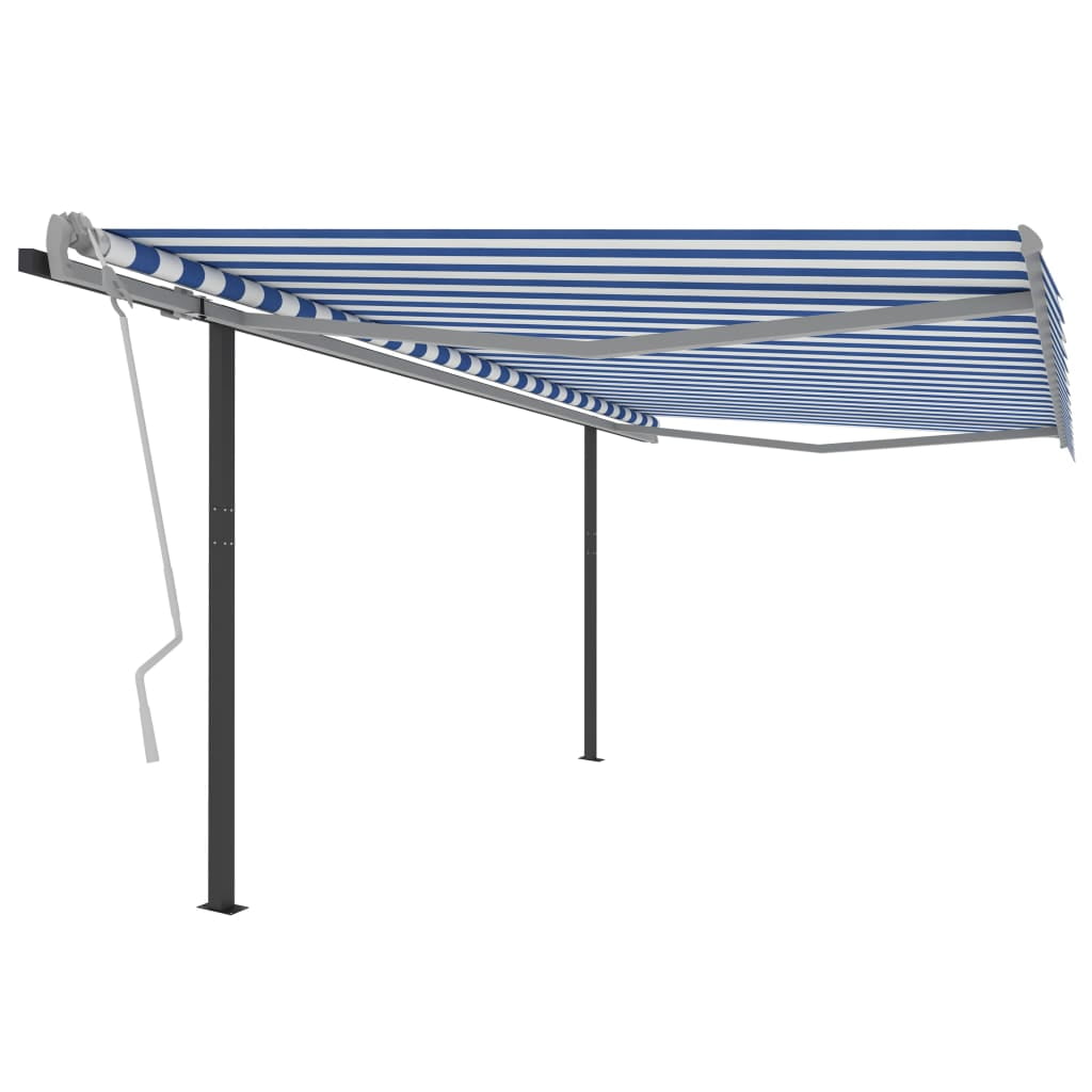 vidaXL Retractable Awning with Hand Crank and Posts Sunshade Shelter ...