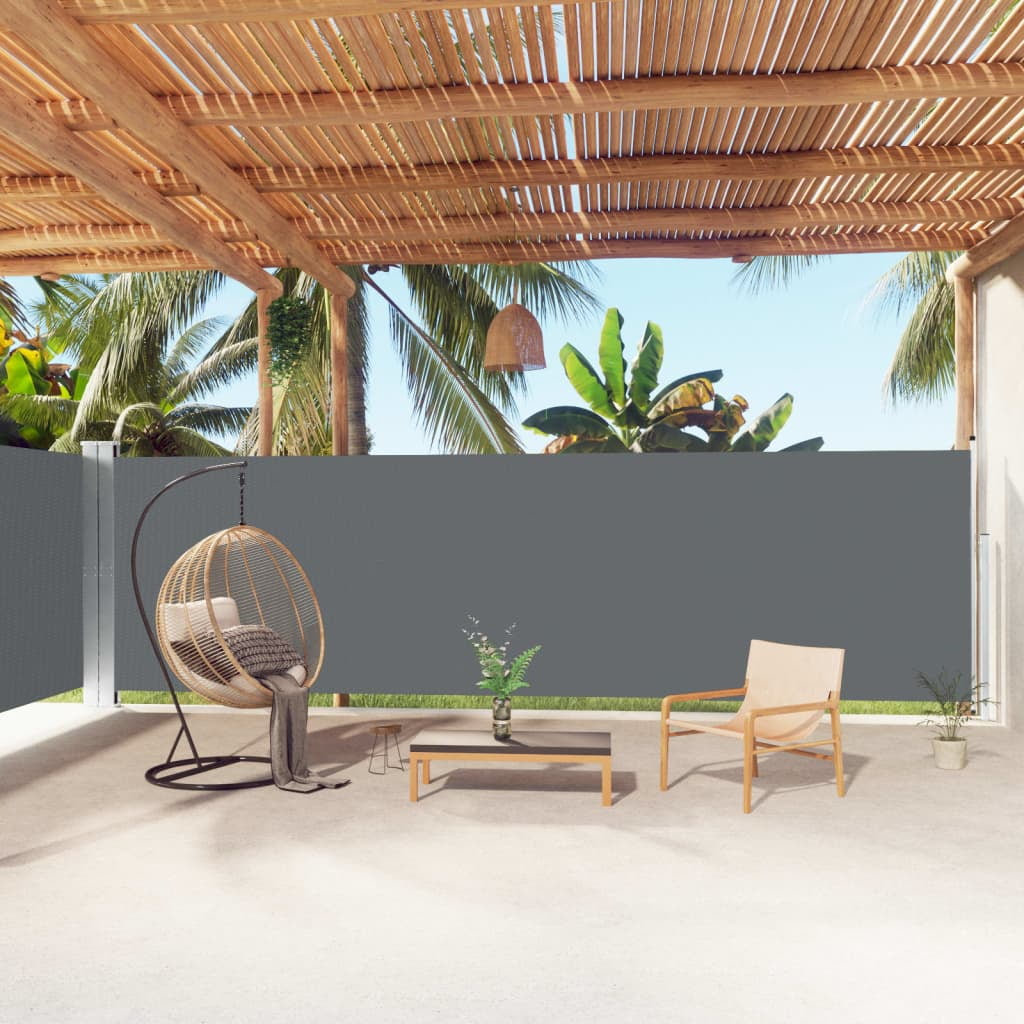 vidaXL Retractable Side Awning Folding Privacy Screen Outdoor Divider ...