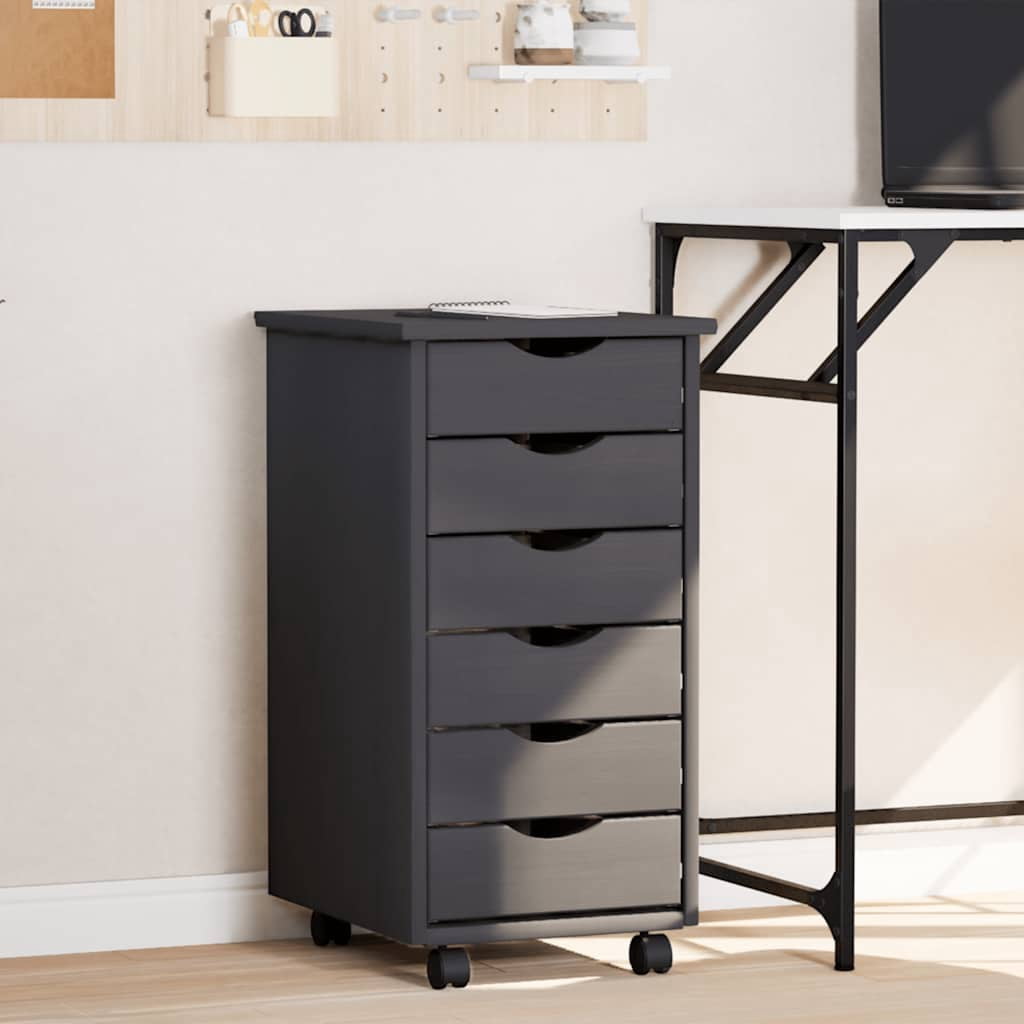 vidaXL Rolling Cabinet with Drawers Office Filing Cabinet MOSS Solid ...