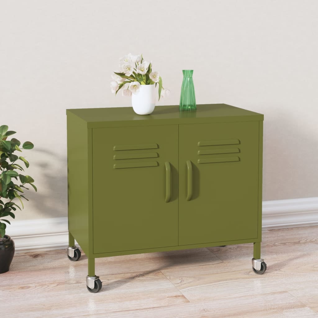 vidaXL Rolling Office File Cabinet, Olive Green - Walmart.com
