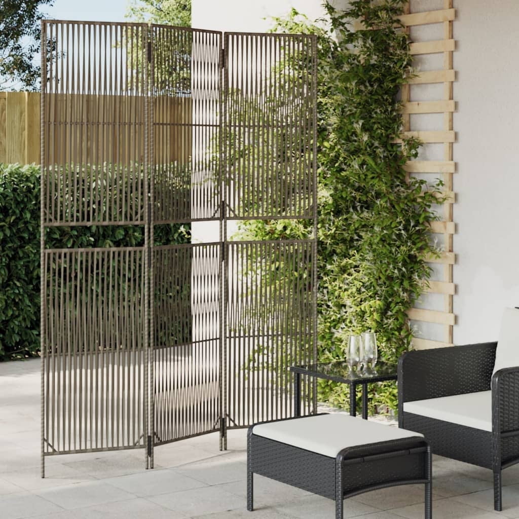 vidaXL Room Divider 3 Panels Gray Poly Rattan - Walmart.com