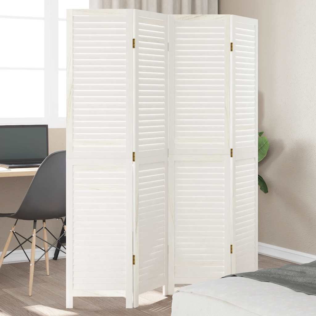 vidaXL Room Divider 4 Panels White Solid Wood Paulownia - Walmart.com