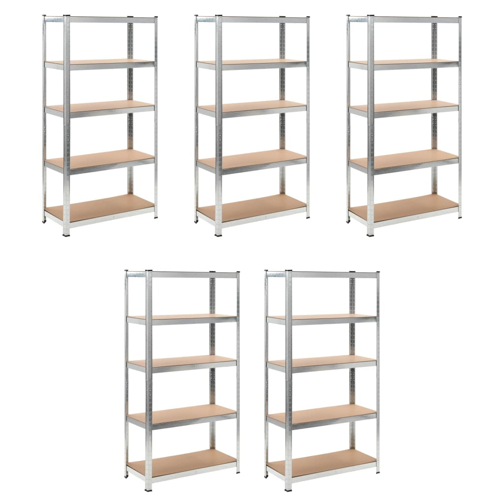 vidaXL Shelf Storage Bookshelf Shelving Unit 5-Layer Steel and ...