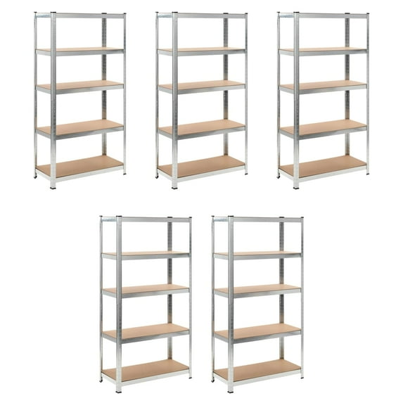 vidaXL Shelf Storage Bookshelf Shelving Unit 5-Layer Steel and ...