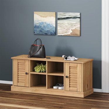 Laicejoy Rattan Shoe Cabinet with Bench, 2-in-1 Shoe Storage Bench w/ 3 ...