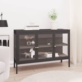 vidaXL Modern Sideboard Cabinet, Steel and Glass Storage Highboard ...