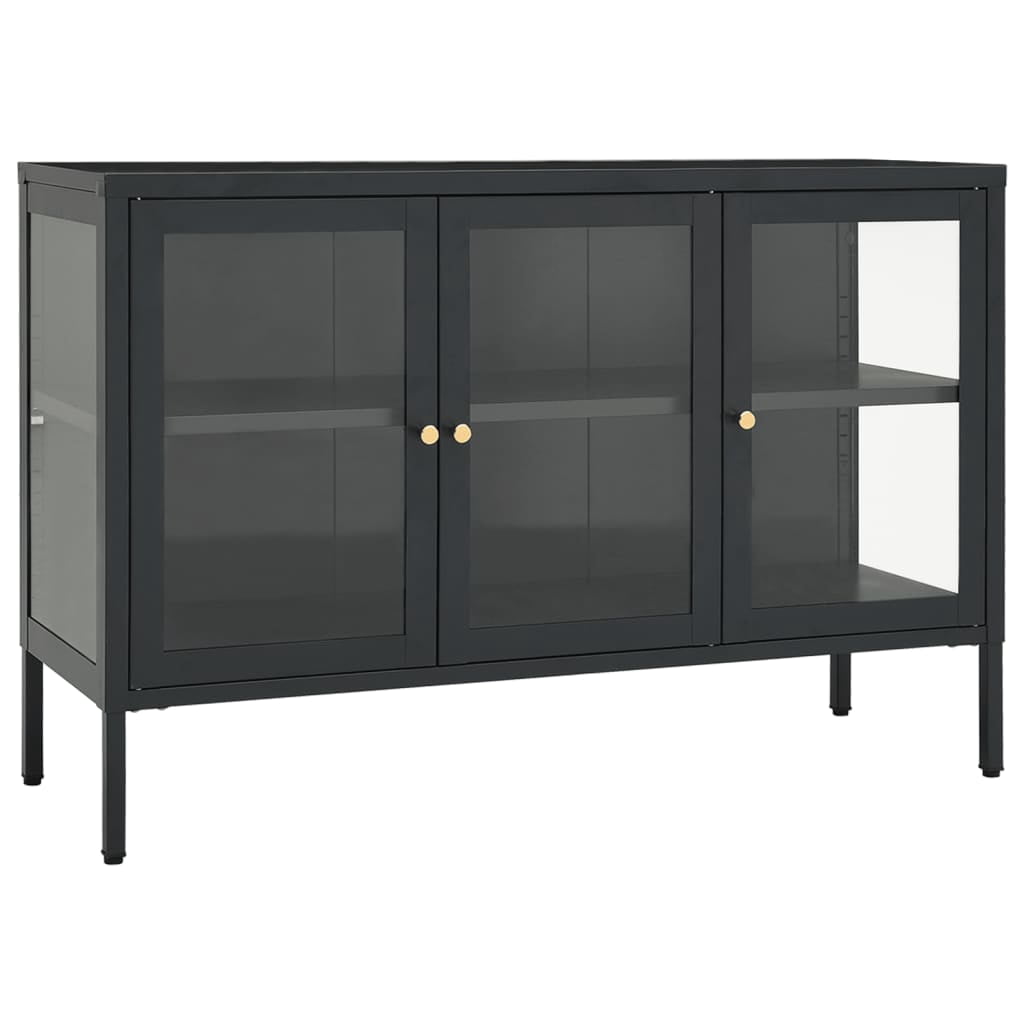 vidaXL Sideboard Steel and Glass Storage Highboard Furniture Multi ...