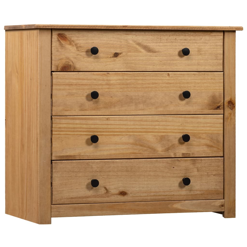 vidaXL Wooden Storage Cabinet, Solid Pinewood Sideboard with 4 Drawers ...