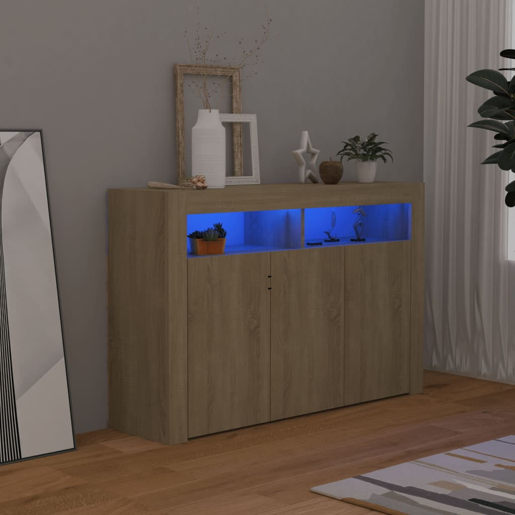 vidaXL Sideboard TV Stand Bar Buffet Cabinet for Living Room with LED ...