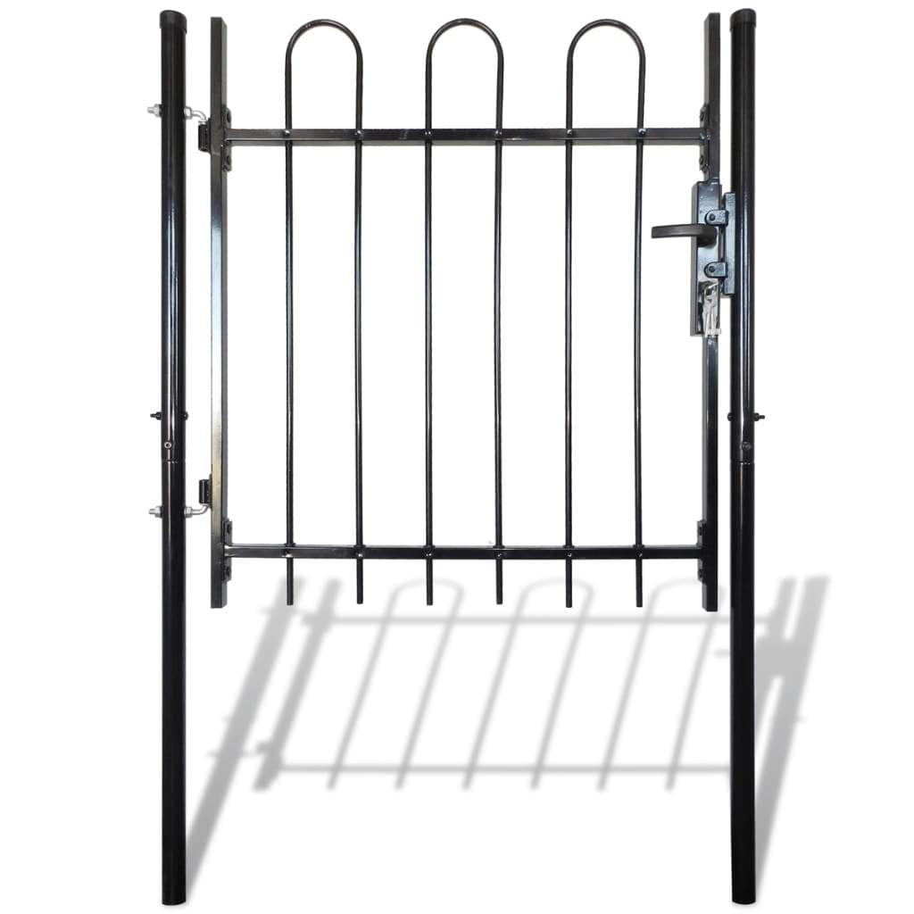 vidaXL Single Door Fence Gate with Hoop Top Garden Fencing Barrier ...